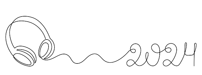 Casque Et 2024 One Line Art Gadget Dappareil Dessiné À La Main Contour
