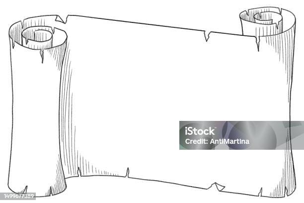 Dessin À Lencre De Ligne De Lillustration Dun Parchemin Avec Espace