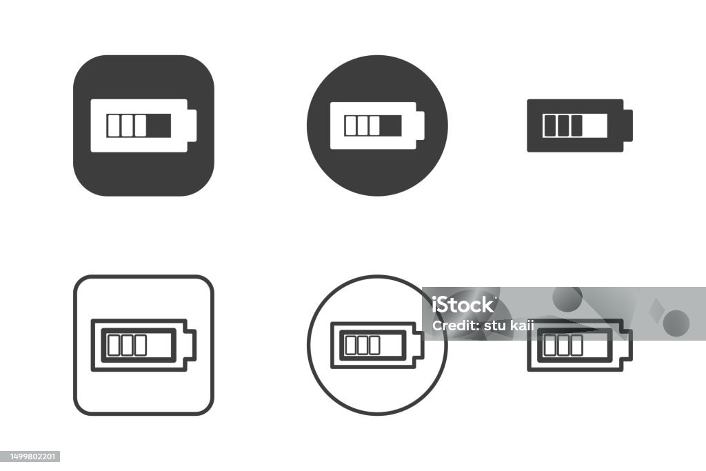 Conception De Licône De La Batterie 6 Variations Isolé Sur Fond Blanc
