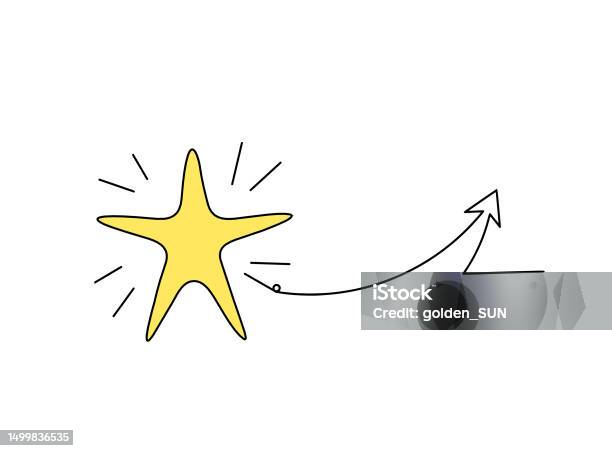 Warna Abstrak Bintang Dengan Arah Sebagai Gambar Garis Di Atas Putih