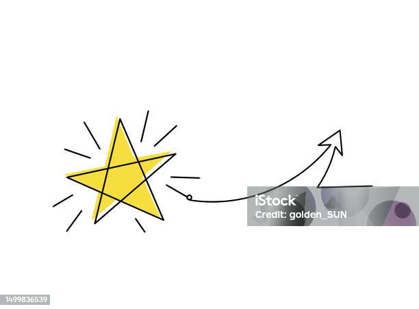 Étoile De Couleur Abstraite Avec Direction Comme Dessin Au Trait Sur