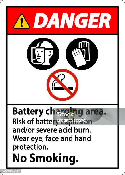 Panneau De Danger Zone De Charge De La Batterie Risque Dexplosion De La