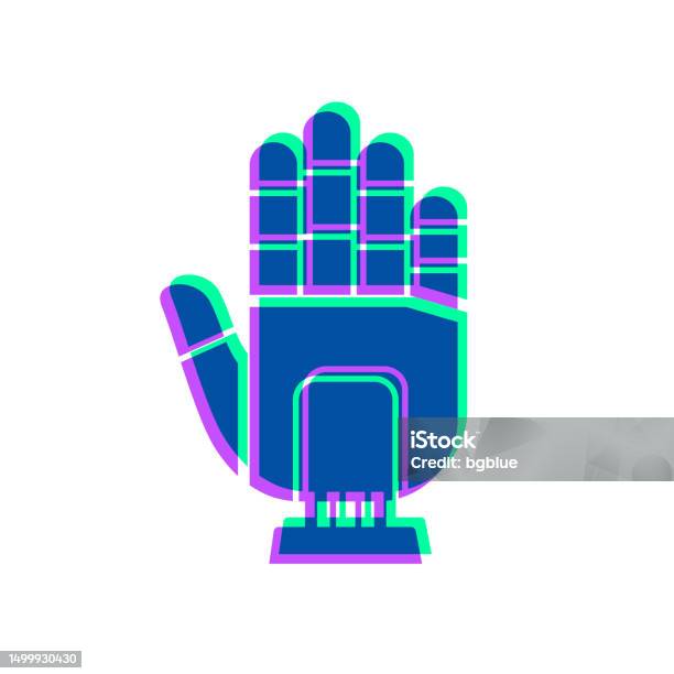 Main De Robot Icône Avec Superposition De Deux Couleurs Sur Fond Blanc