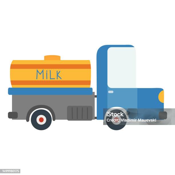 Cartoon Milk Truck Vector Illustration On A White Background Stock Illustration Download Image