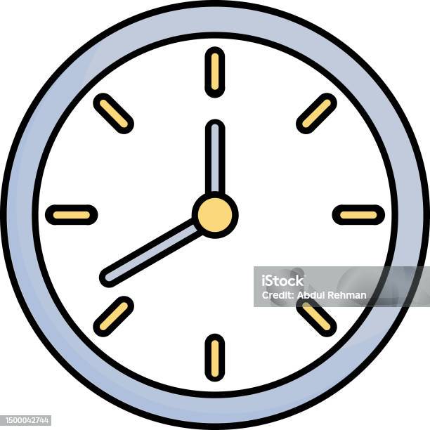 Contour De Lhorloge Avec Couleurs Icône De Vecteur De Remplissage Qui