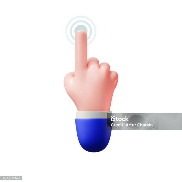 Geste De La Main 3d Tactile Sur Écran Tactile Isolé Sur Fond Blanc