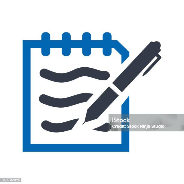 Écriture De Contenu Icône Bleue Plate Isoler Sur Fond Blanc
