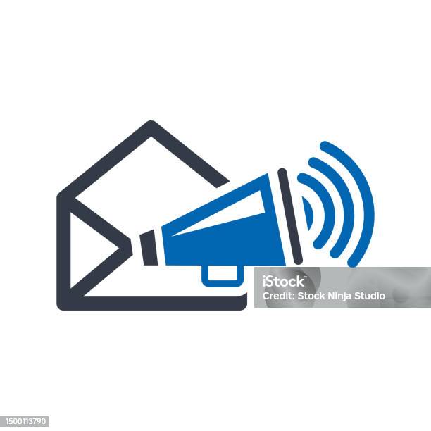 Icône Bleue Plate De Marketing Par Email Isoler Sur Fond Blanc