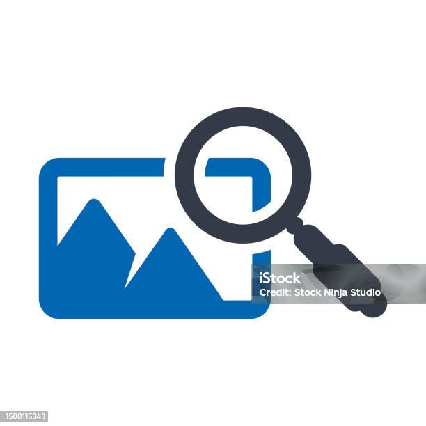 Recherche Dimages Icône Bleue Plate Isoler Sur Fond Blanc Illustration