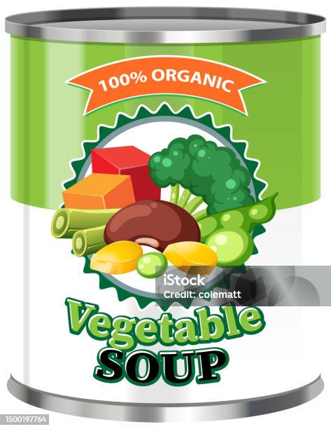 Sup Sayuran Dalam Makanan Dapat Vektor Ilustrasi Stok Unduh Gambar