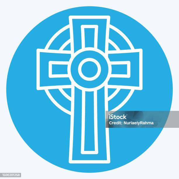 Icône Croix Lié Au Symbole Celtique Style Yeux Bleus Conception Simple