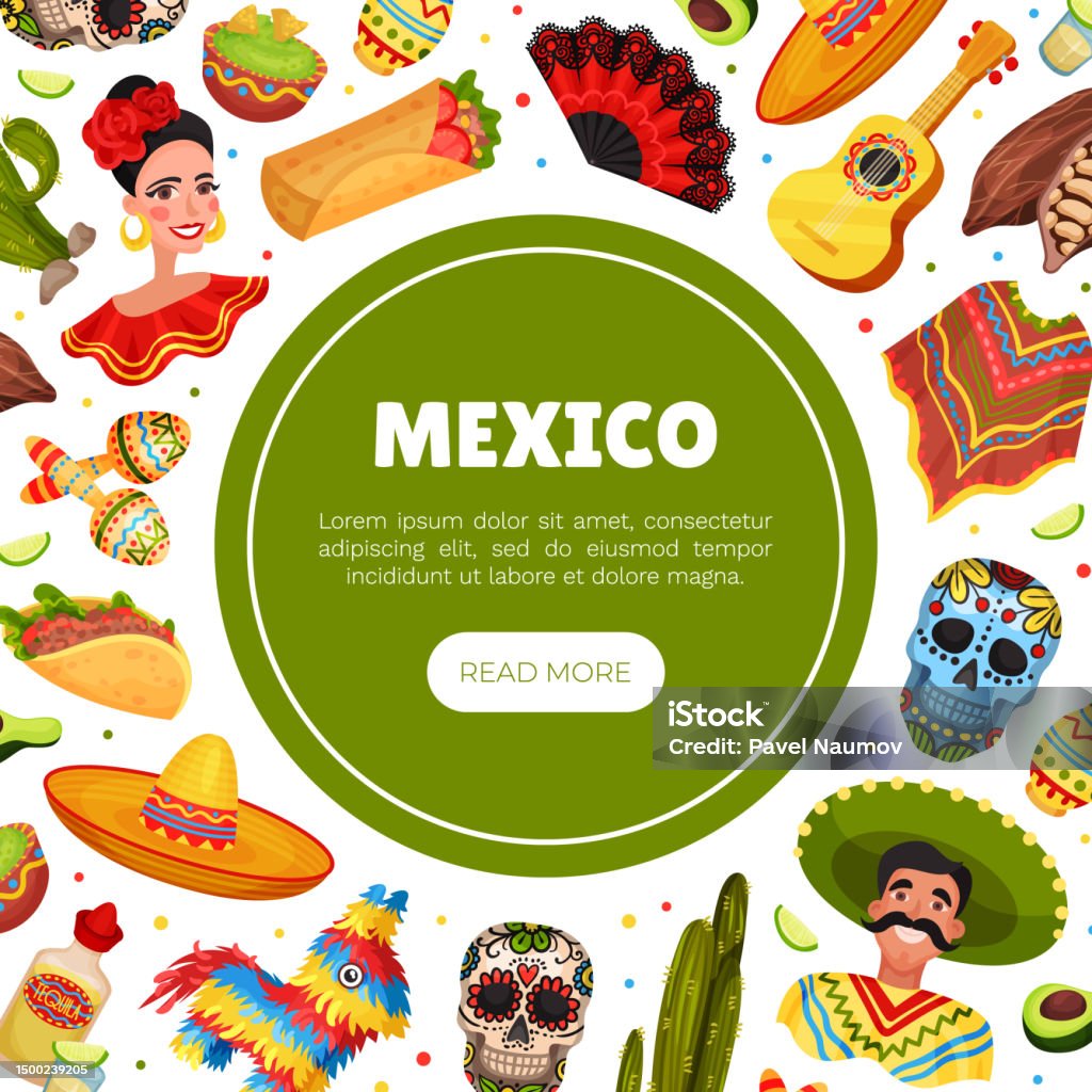Symboles Ethniques Mexicains Conception De Bannière Avec Modèle