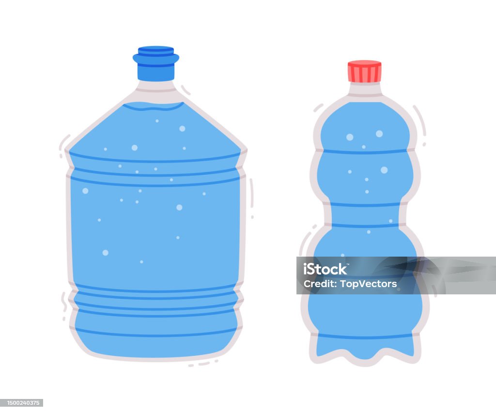 Air Dalam Botol Plastik Yang Dapat Digunakan Kembali Dengan Tutup Dan H2o Cairan Murni Di Dalam