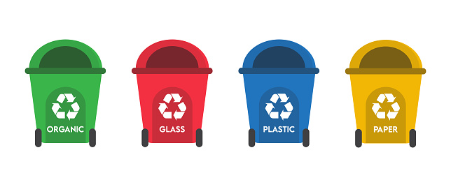 Garbage Different Types Icons Waste Separation Plastic Paper Metal ... Garbage Different Types Icons Waste Separation Plastic Paper Metal ...