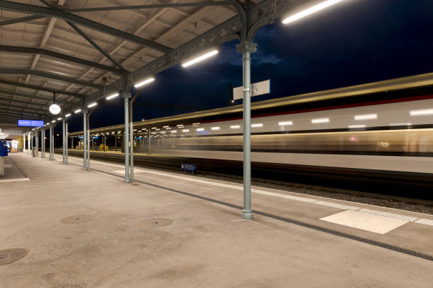 Free Stock Photo of Busy Train Station Illuminated by Night Lights ...