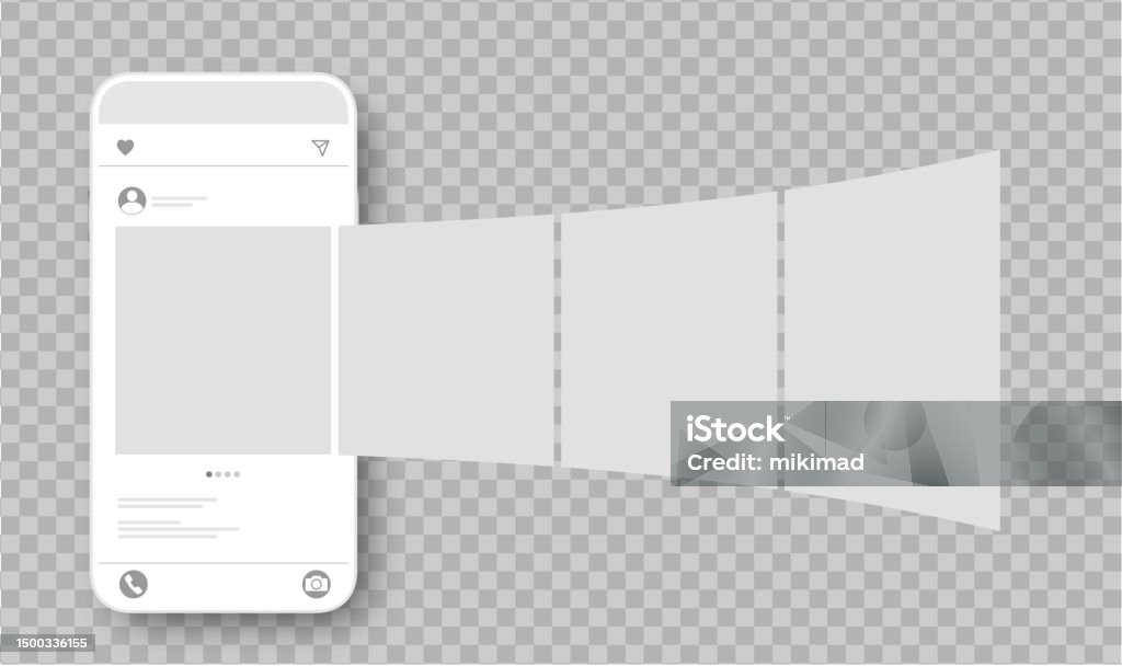 Smartphone With Carousel Interface Post On Social Network Social Media Design Concept