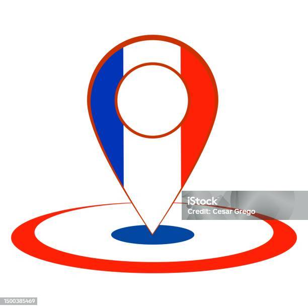 Pinpoint With Texture Of Flag Of France Map Location Global Stock