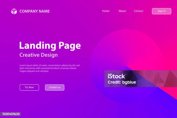 Template Halaman Arahan Desain Abstrak Dengan Warna Gradien Ungu Latar