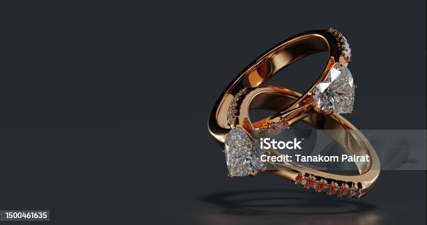 Desain Render 3d Dari Dua Cincin Berlian Emas Mengambang Di Latar ... Desain Render 3d Dari Dua Cincin Berlian Emas Mengambang Di Latar ...