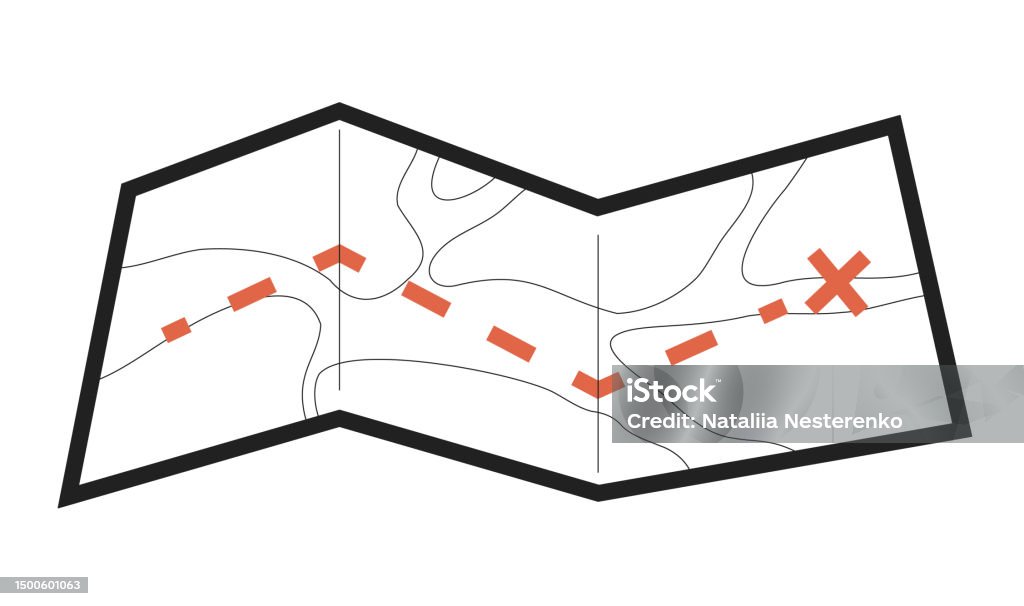 Destination Map Monochrome Flat Vector Object Stock Illustration