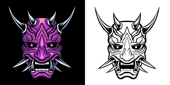 Ilustrasi Vektor Topeng Oni Dalam Gaya Terperinci Ilustrasi Stok ... Ilustrasi Vektor Topeng Oni Dalam Gaya Terperinci Ilustrasi Stok ...