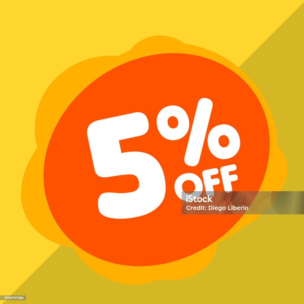 5 Off Per Cent Percentage Number In A Colored Circle Promotion Big Sale