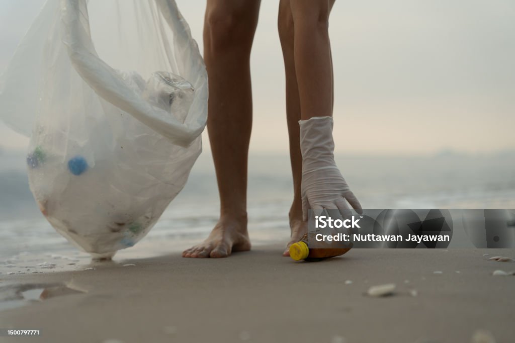 Hemat Lautan Relawan Memungut Sampah Sampah Di Pantai Dan Botol Plastik