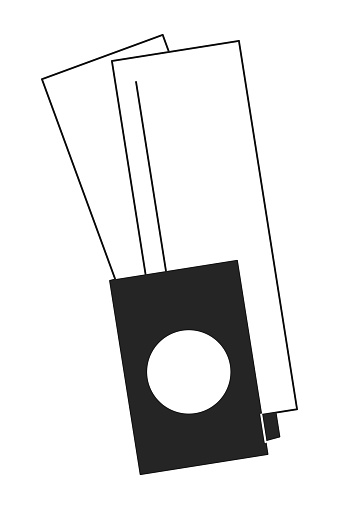 Passport With Boarding Passes Flat Monochrome Isolated Vector Object