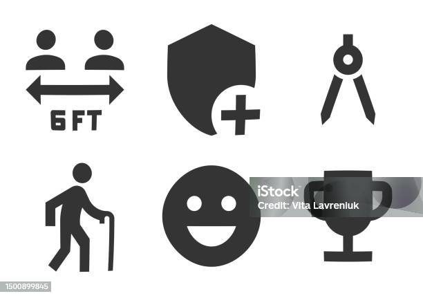 Ensemble De 6 Icônes Réseau Social Illustration Vectorielle Dicônes De