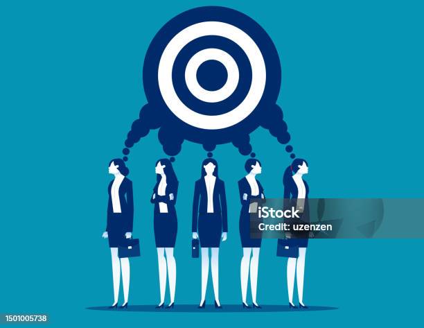 Tim Brainstorming Ke Tujuan Ilustrasi Vektor Kesuksesan Bisnis