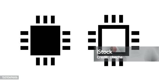 Icône De Puce Micropuce Ou Pictogramme À Circuit Intégré Symbole De La
