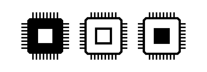 Jeu Dicônes De Puce Micropuce Ou Pictogramme À Circuit Intégré Symbole