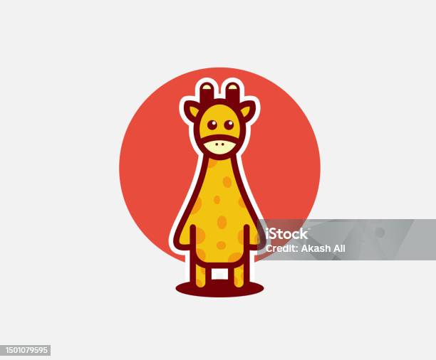 Template Desain Vektor Ikon Kartun Jerapah Lucu Ilustrasi Stok Unduh
