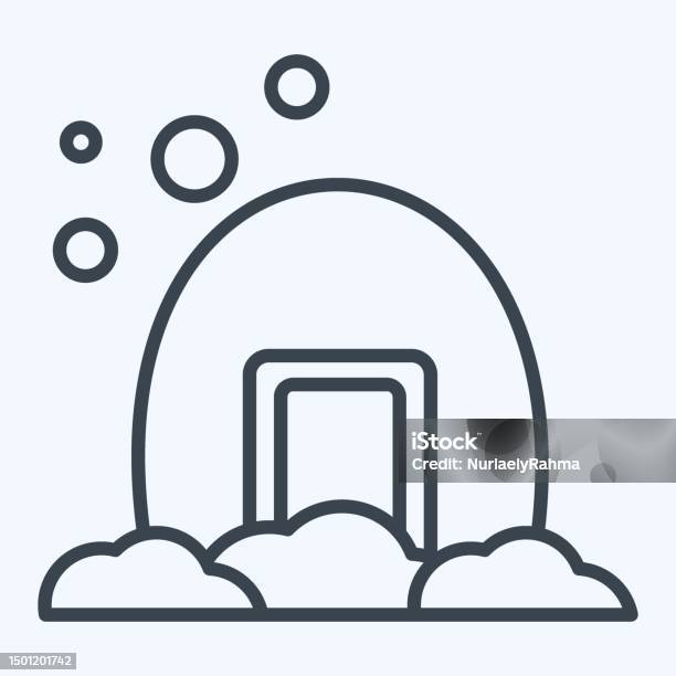 Ikon Igloo Terkait Dengan Simbol Akomodasi Gaya Garis Desain Sederhana