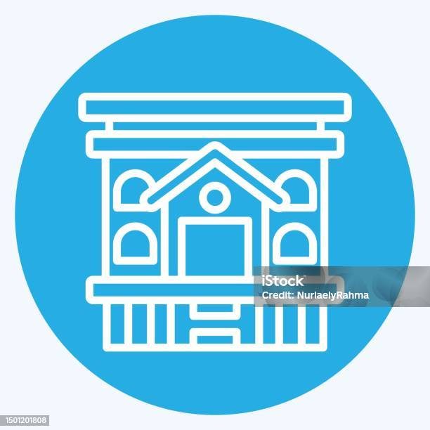 Ikon Mobile Home Terkait Dengan Simbol Akomodasi Gaya Mata Biru Desain