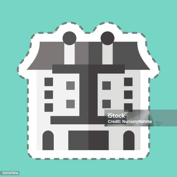 Garis Stiker Memotong Apartemen Terkait Dengan Simbol Akomodasi Desain