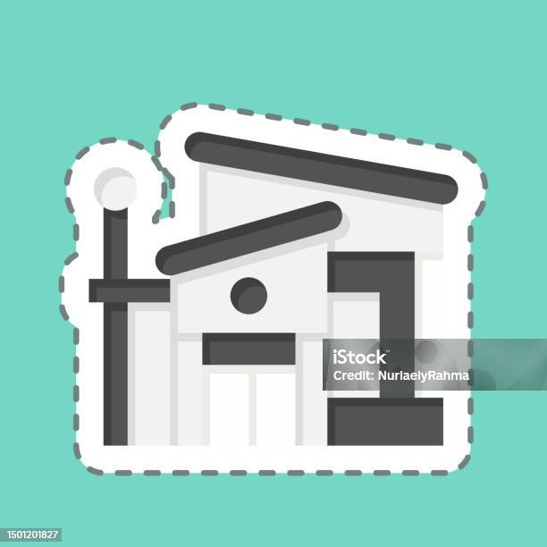 Garis Stiker Memotong Bungalow Terkait Dengan Simbol Akomodasi Desain