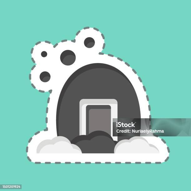 Garis Stiker Memotong Igloo Terkait Dengan Simbol Akomodasi Desain