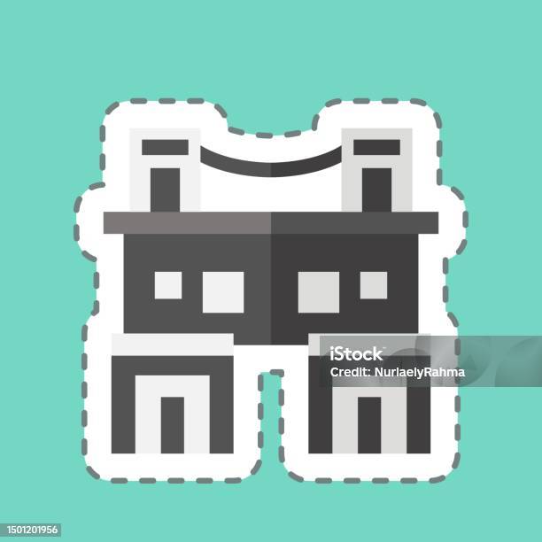 Garis Stiker Memotong Town Home Terkait Dengan Simbol Akomodasi Desain