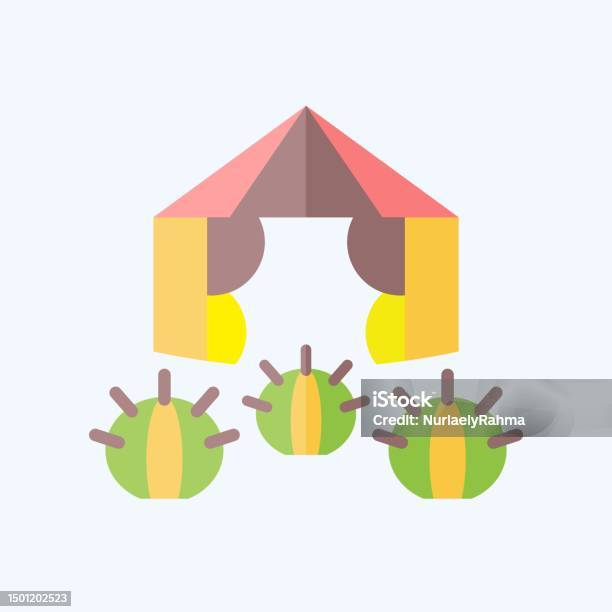 Icon Desert Tent Terkait Dengan Simbol Akomodasi Gaya Datar Desain