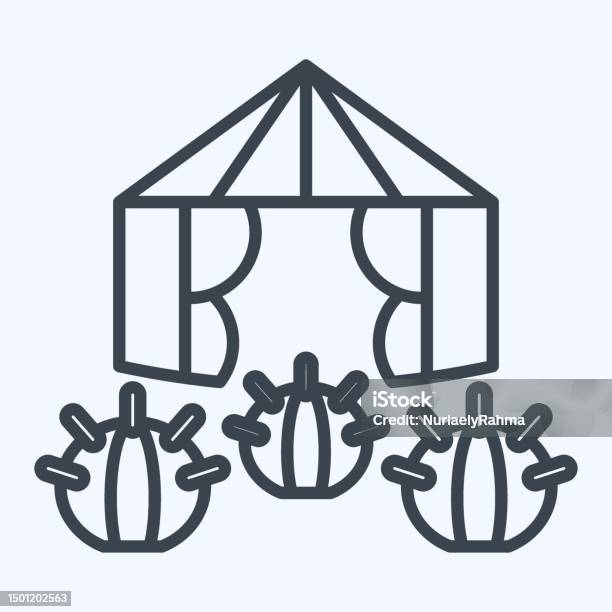 Icon Desert Tent Terkait Dengan Simbol Akomodasi Gaya Garis Desain