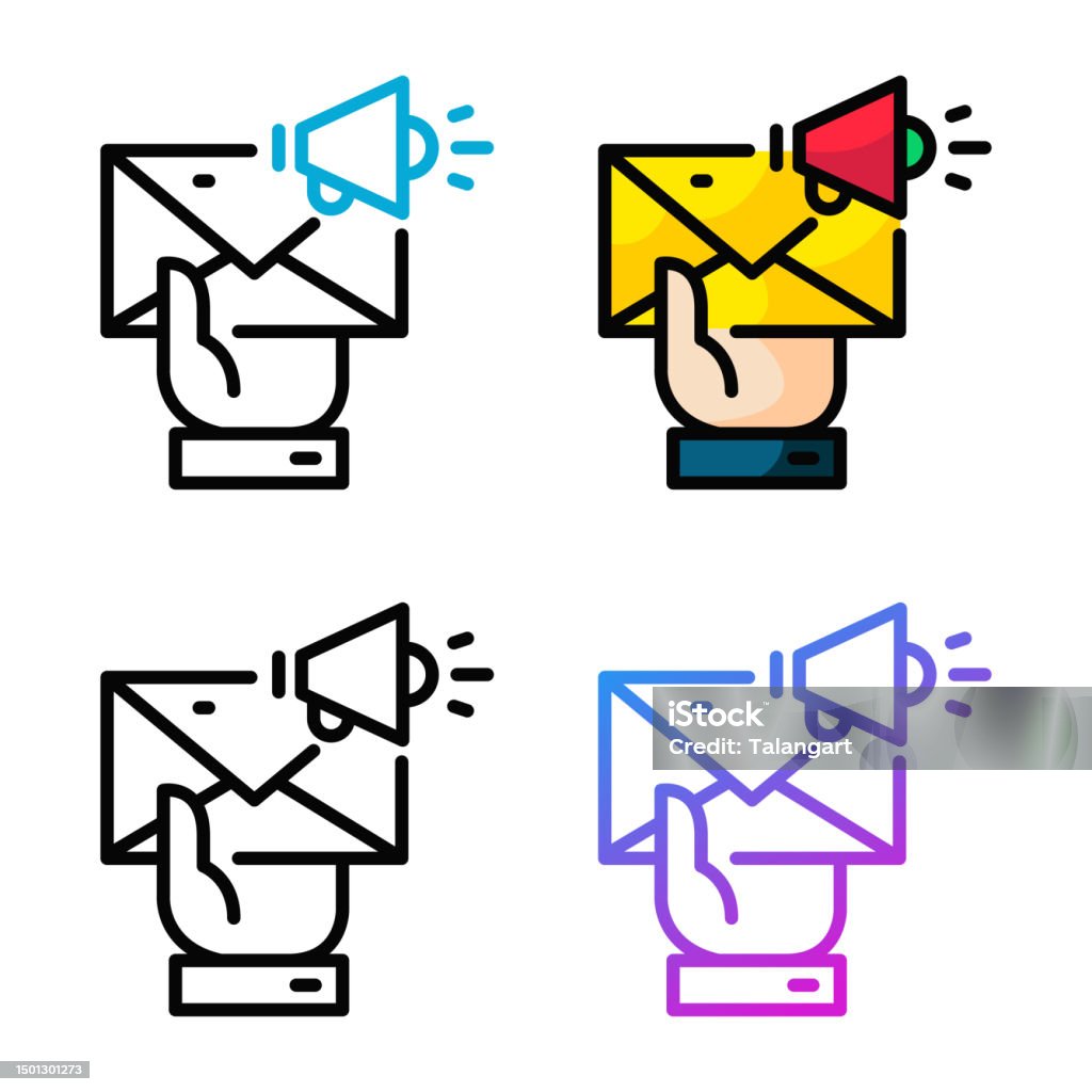 Conception De Licône De Promotion Par Email En Quatre Couleurs De