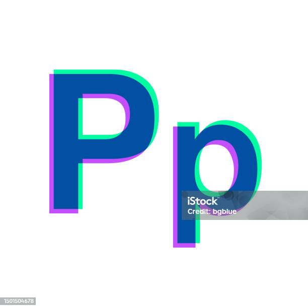 Letter P Uppercase And Lowercase Icon With Two Color Overlay On White