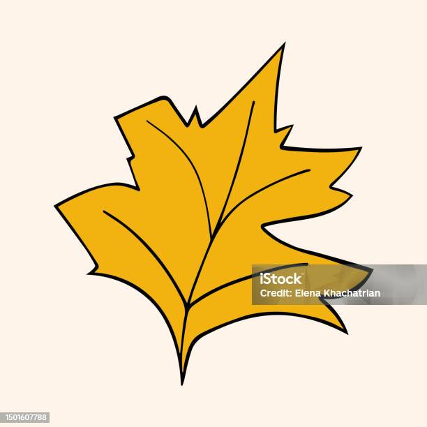 Ilustrasi Vektor Grafis Daun Kuning Dengan Latar Belakang Krem