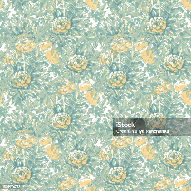 Pola Bunga Mulus Desain Botani Vintage Dengan Bunga Yang Digambar