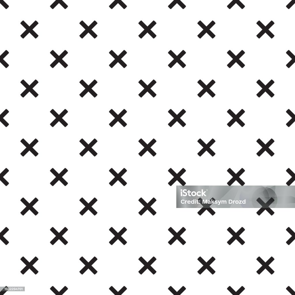 Vector Seamless Cross Pattern Endless Black And White Texture Abstract