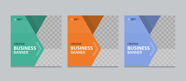 Set Template Desain Banner Web Bisnis Persegi Yang Dapat Diedit Cocok