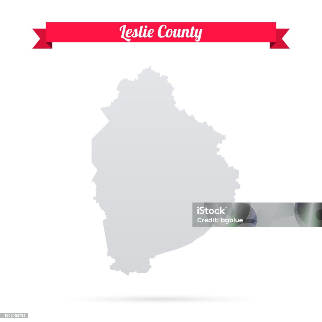 Leslie County Kentucky Map On White Background With Red Banner Stock Illustration Download