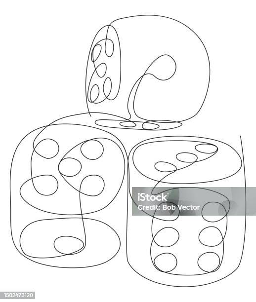 Une Ligne Continue De Dés Concept Vectoriel Dillustration De Ligne