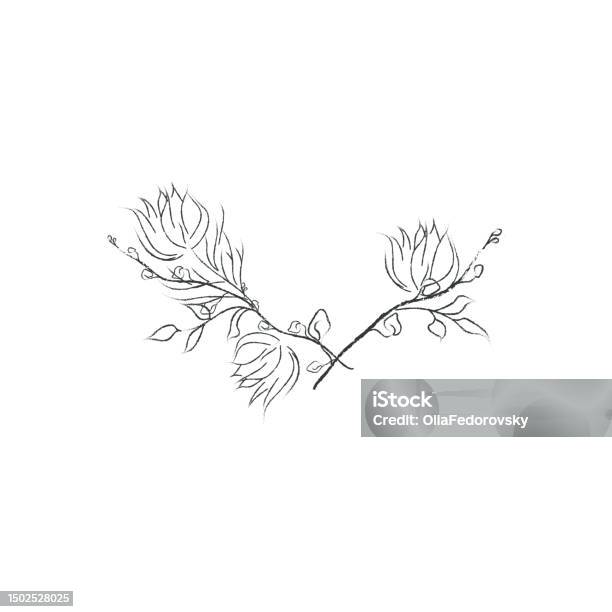 Hand Drawn Orchid Flower Arrangement Floral Decorative Design Element